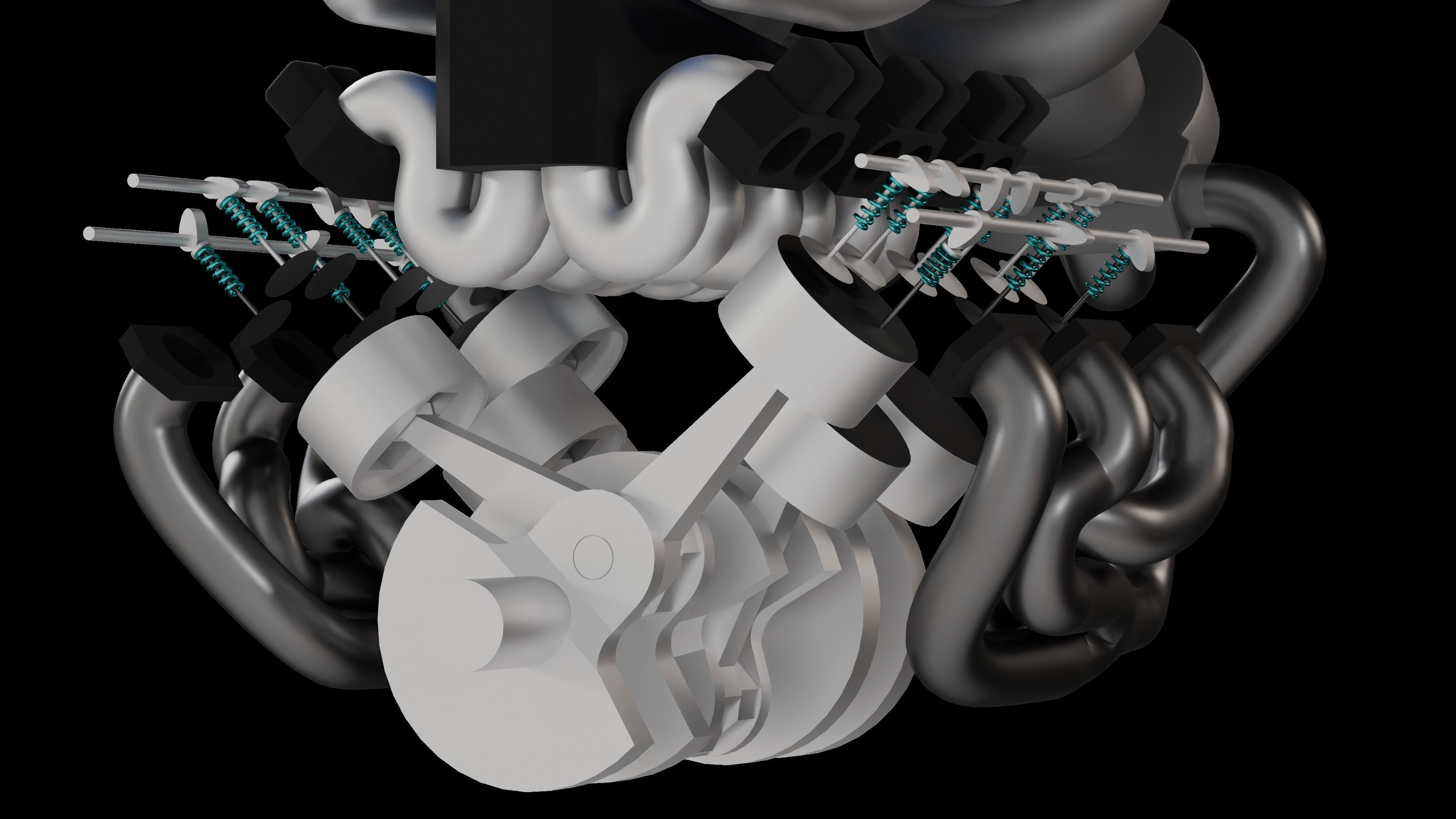Twin Turbocharged V6 Engine free 3D model rigged | CGTrader