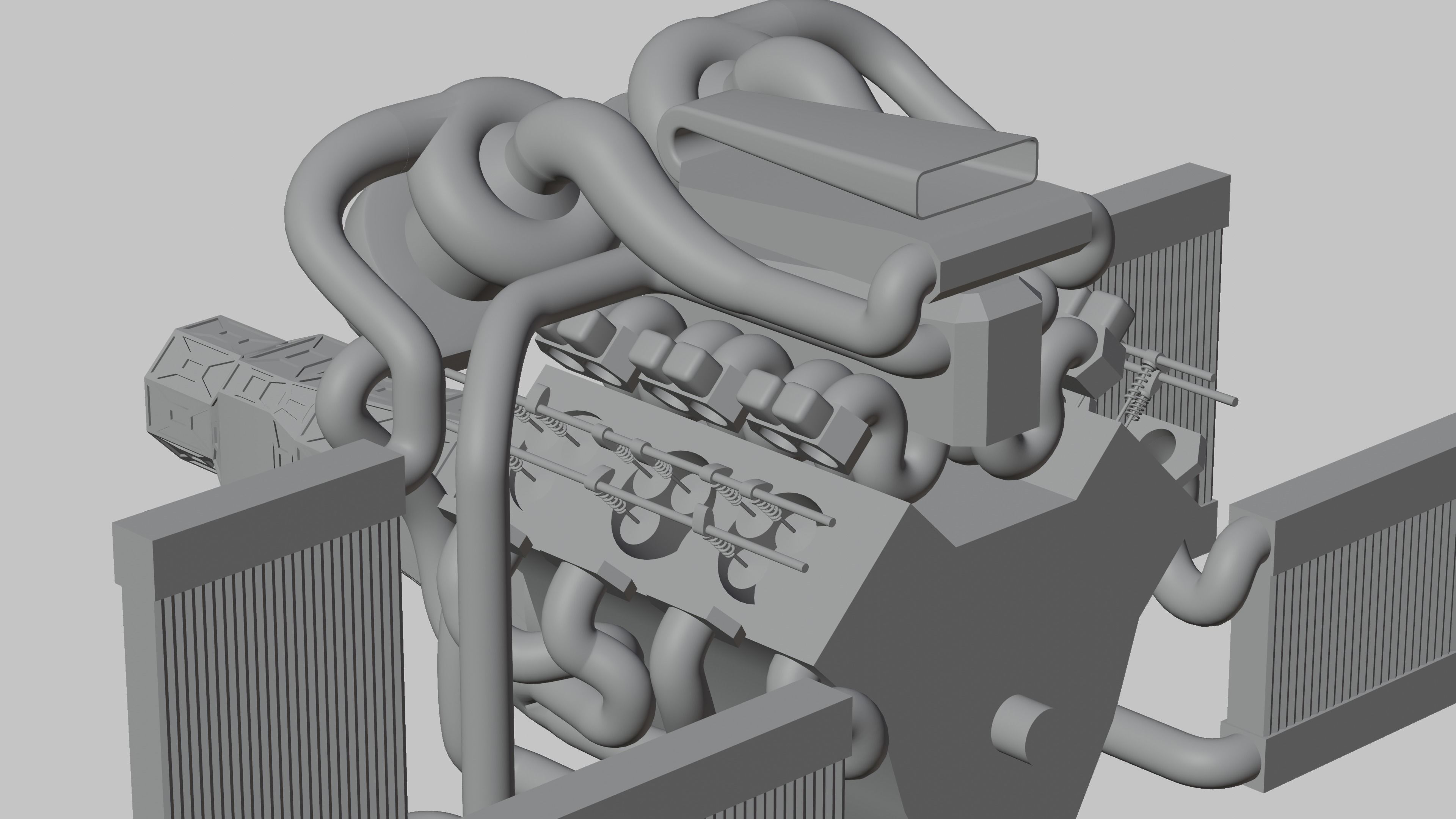 Twin Turbocharged V6 Engine free 3D model rigged | CGTrader