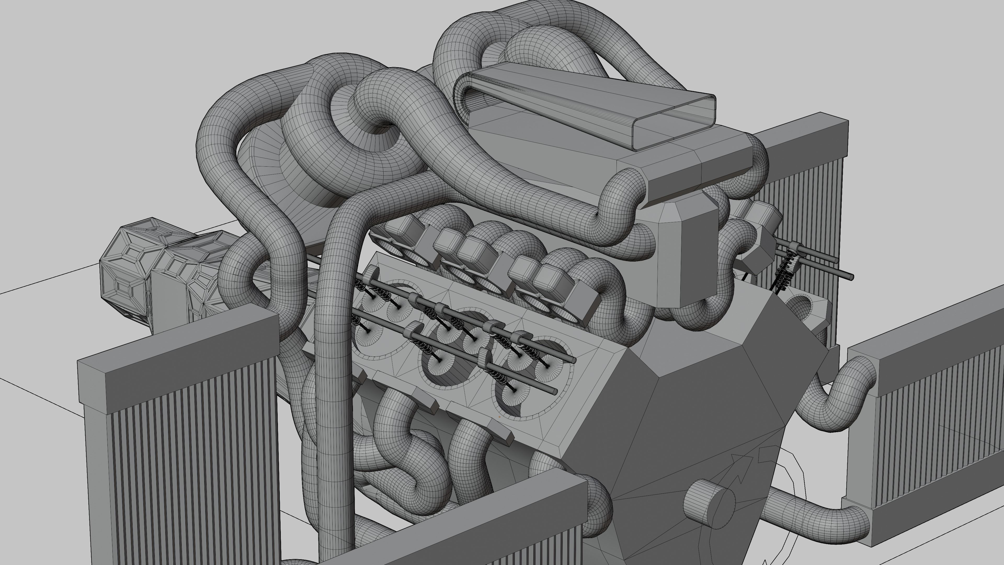 Twin Turbocharged V6 Engine free 3D model rigged | CGTrader