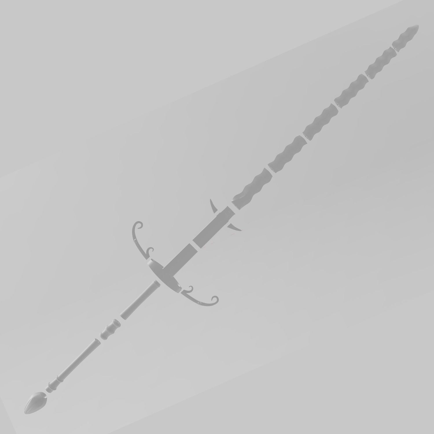 ZWEIHANDER FLAMBERGE REAL SIZE 3D model 3D printable | CGTrader