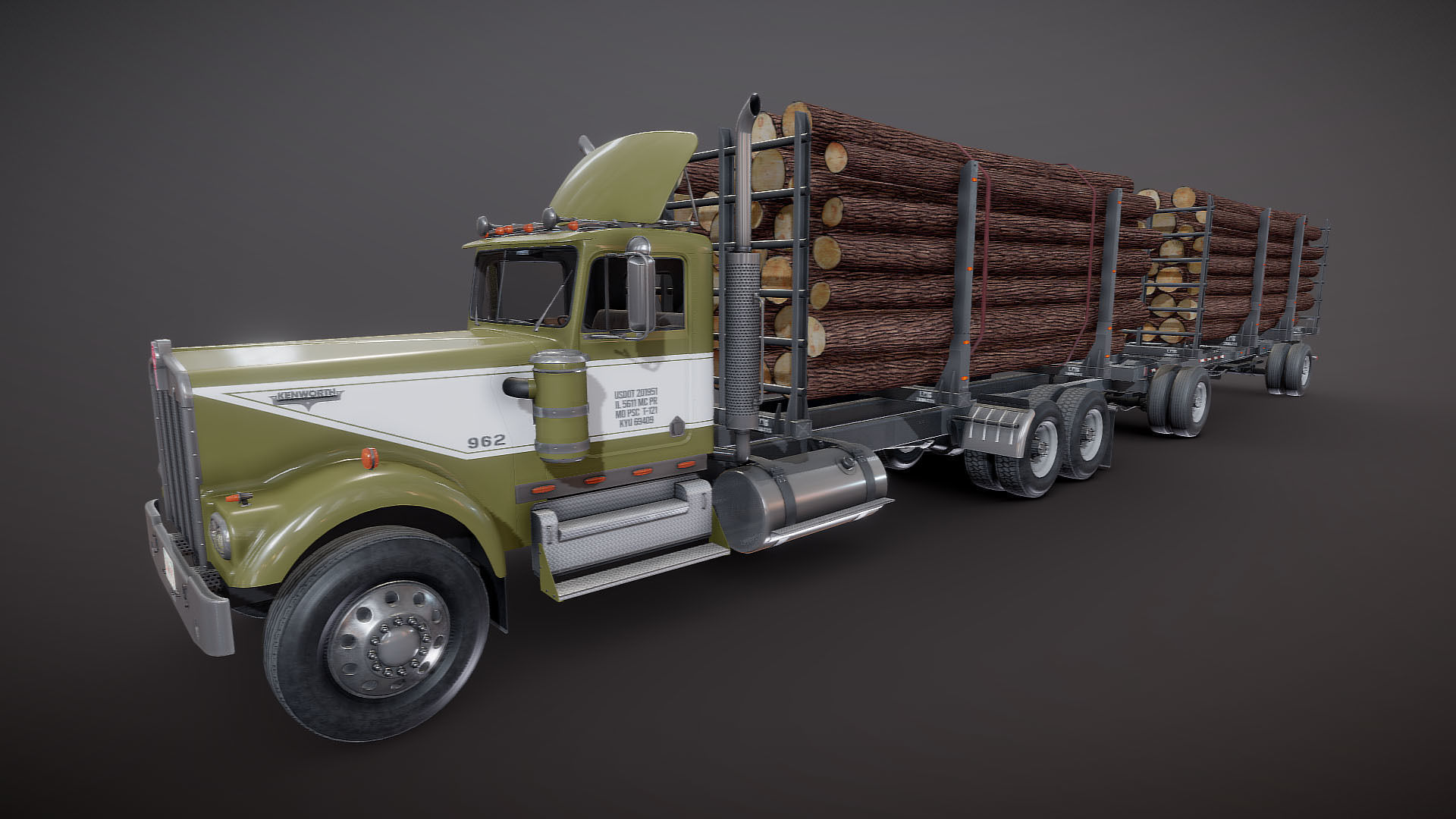 3D model Kenworth W900A Logging truck VR / AR / low-poly | CGTrader