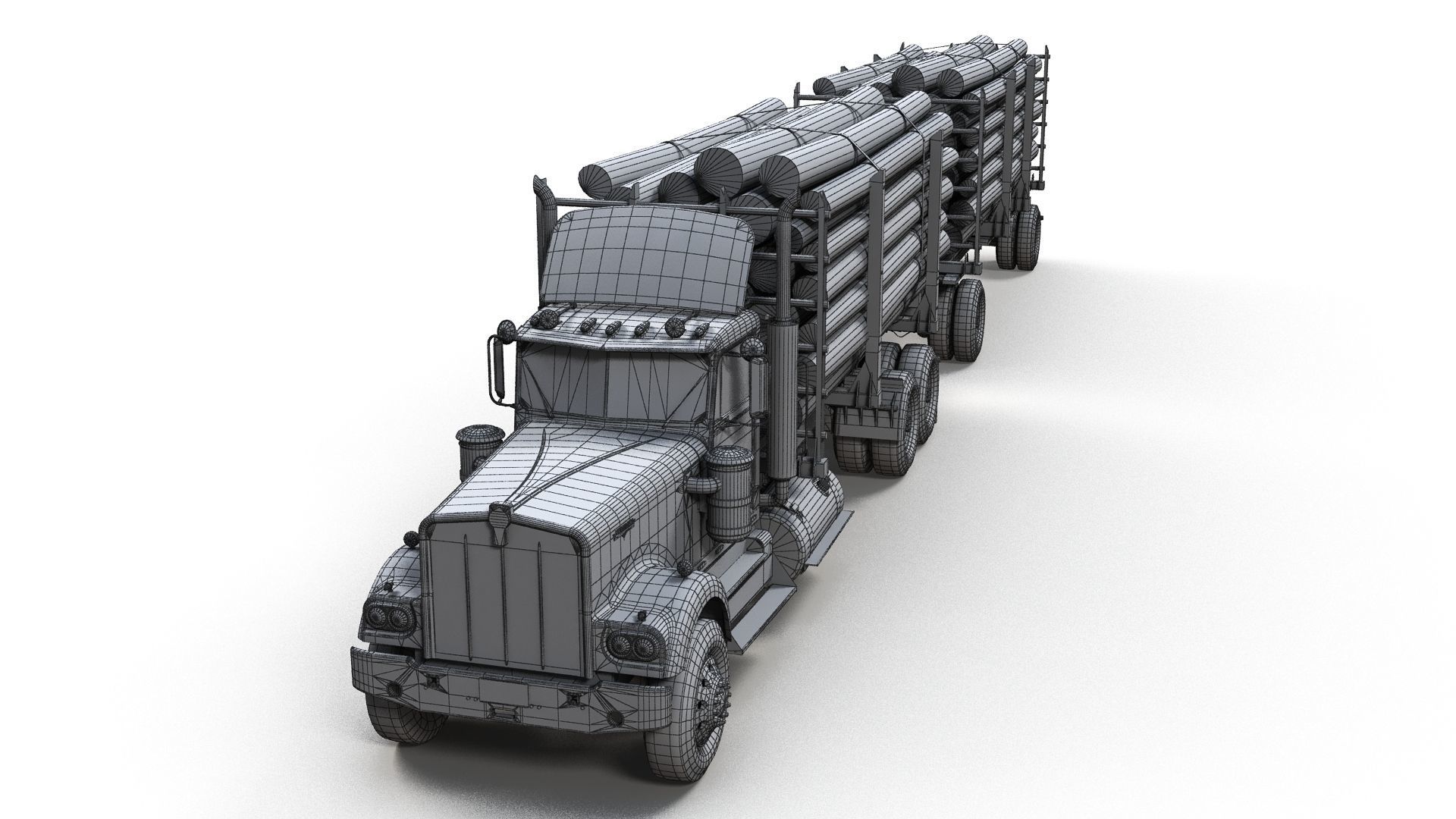 3D model Kenworth W900A Logging truck VR / AR / low-poly | CGTrader