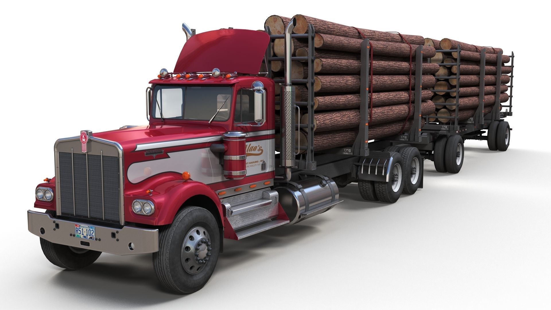3D model Kenworth W900A Logging truck VR / AR / low-poly | CGTrader