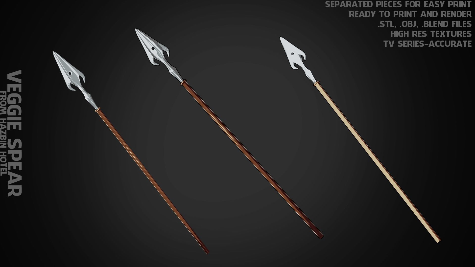 Hazbin Hotel Vaggie Spear for Cosplay 3D model 3D printable | CGTrader