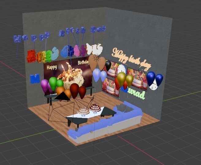 happy birth day ROOM free VR / AR / low-poly 3D model animated rigged ...