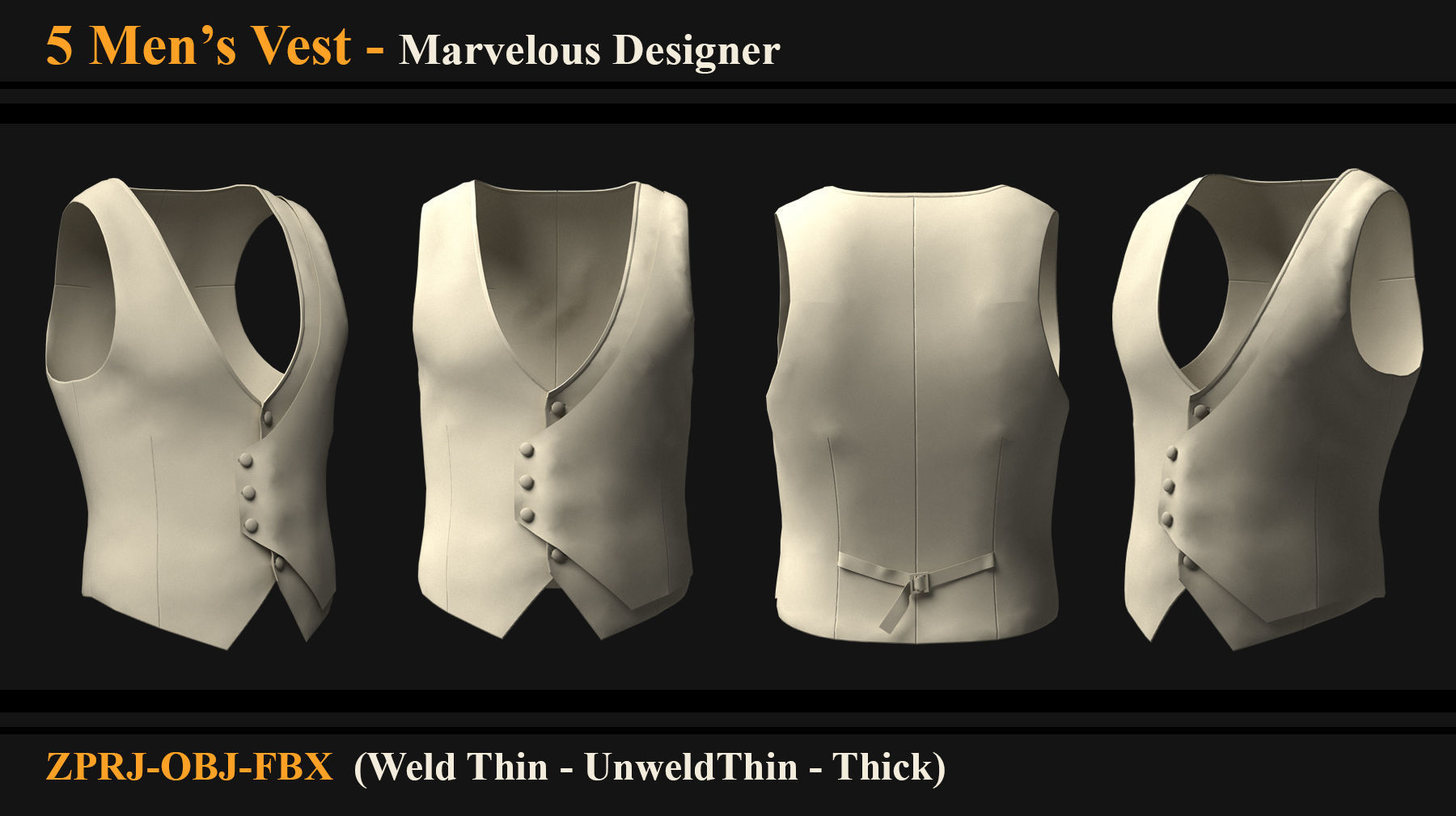 5 Men Vests 3D model | CGTrader