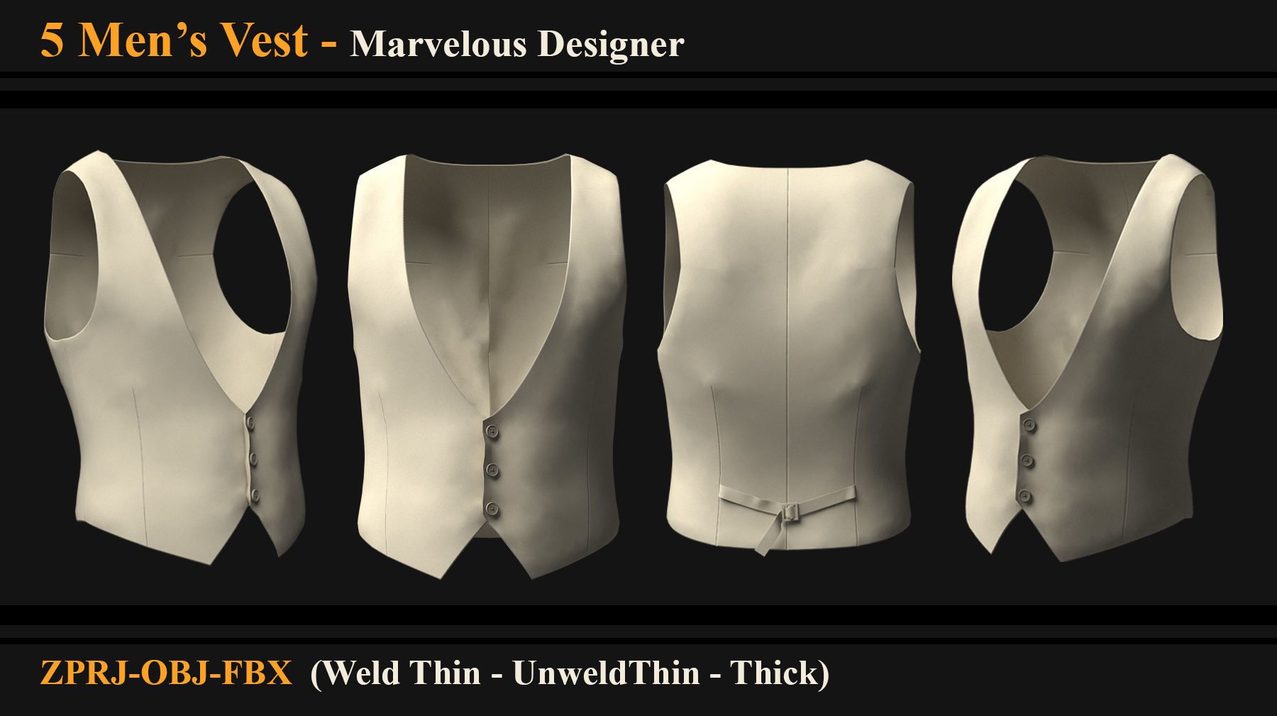 5 Men Vests 3D model | CGTrader