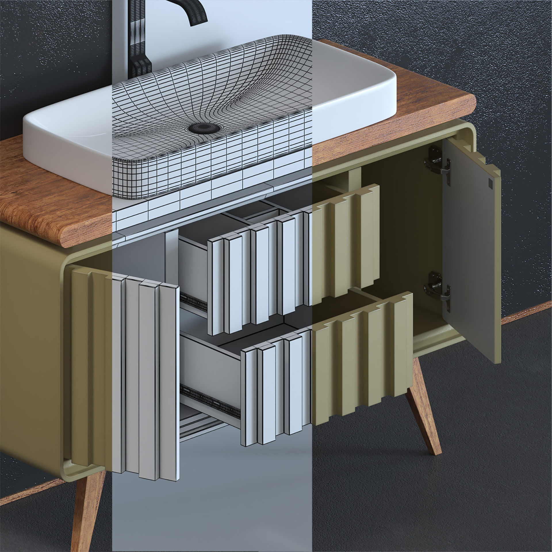 Vanity unit 001 free 3D model animated | CGTrader