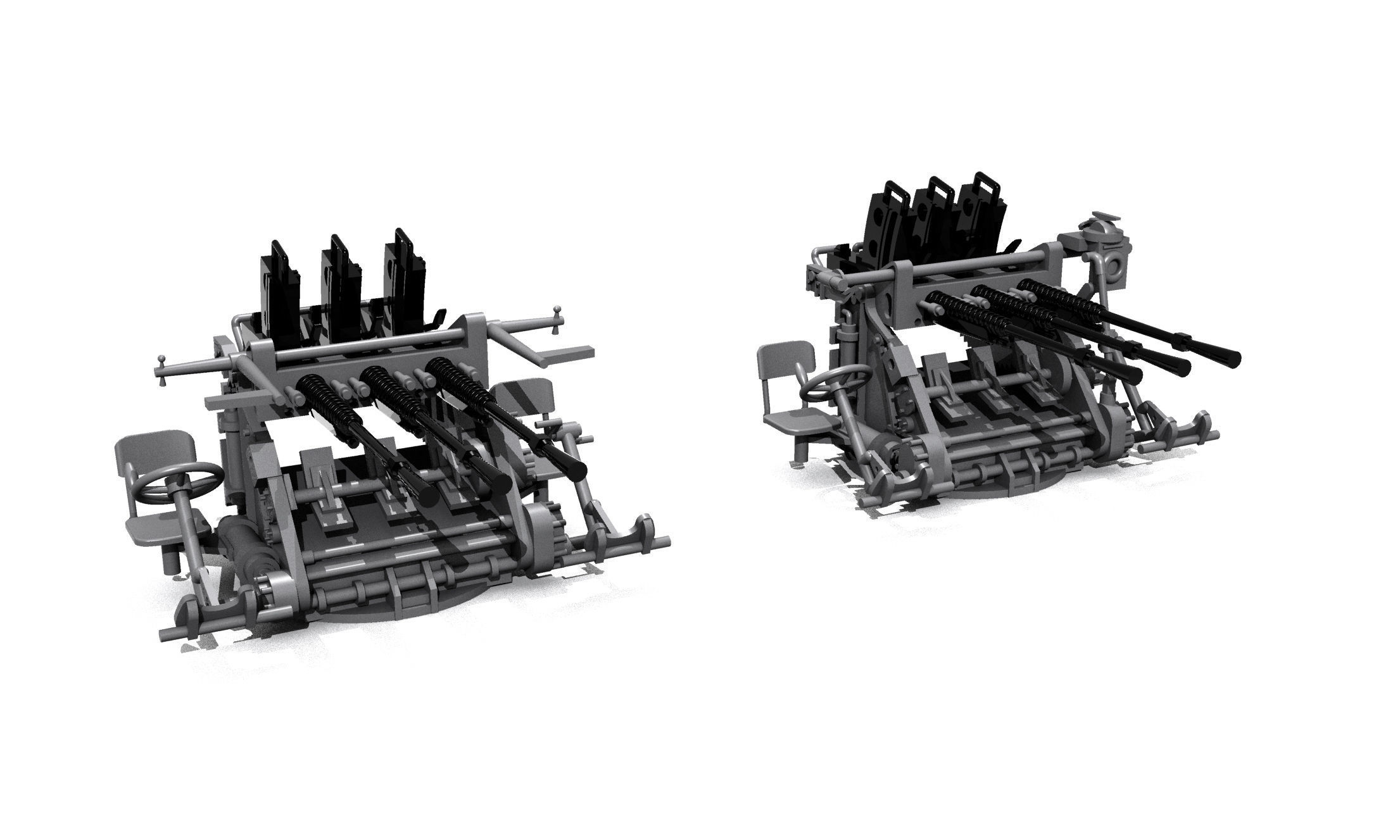 triple guns Japan WWII 3D model 3D printable | CGTrader