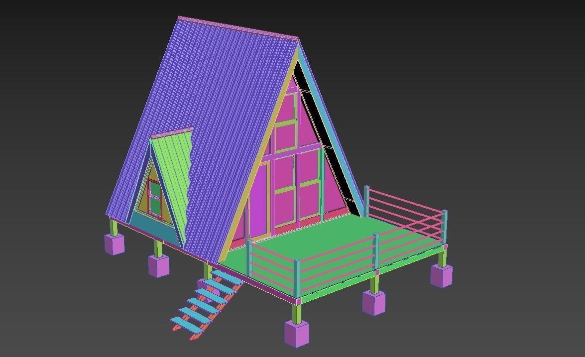 Timber Frame Architectural a frame house with structural details 3D ...
