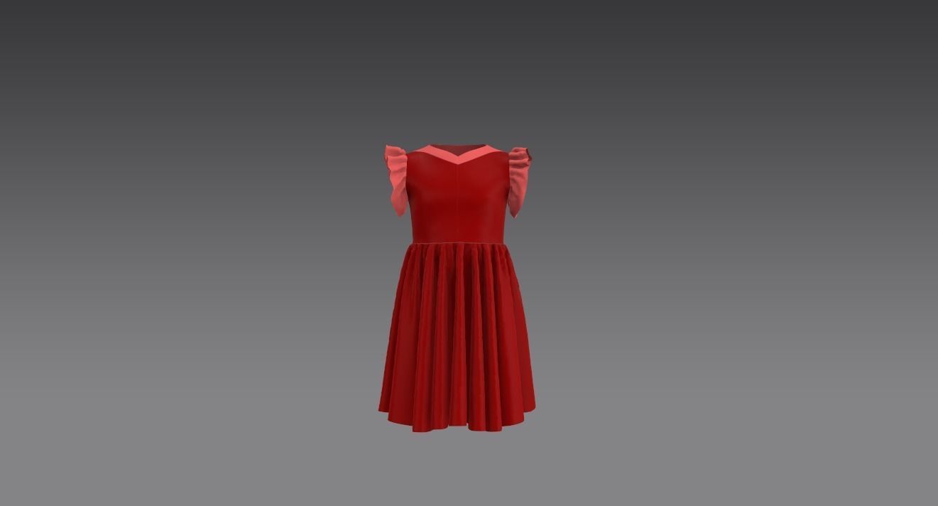 3d Kids Summer Dress free 3D model | CGTrader