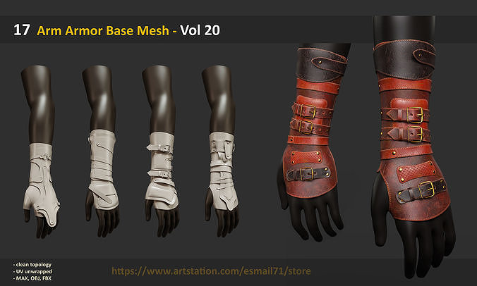 3D model 17 Arm Armor Base Mesh - Vol 20 VR / AR / low-poly | CGTrader