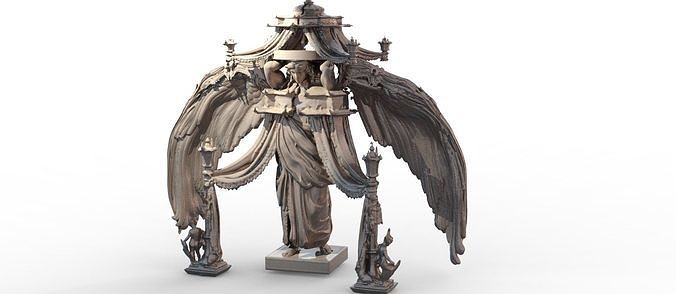 Baroque exterior statue holding cathedral roof 3D model | CGTrader