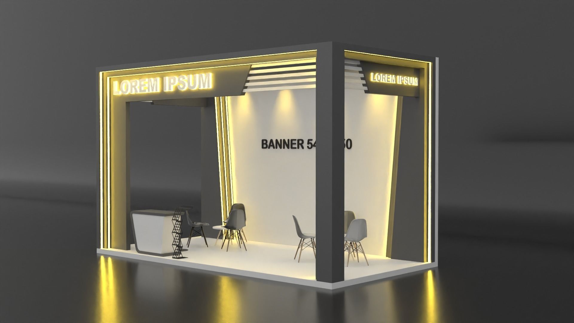 EXHIBITION STAND 001 3X6 3D model with technical drawing 3D model ...