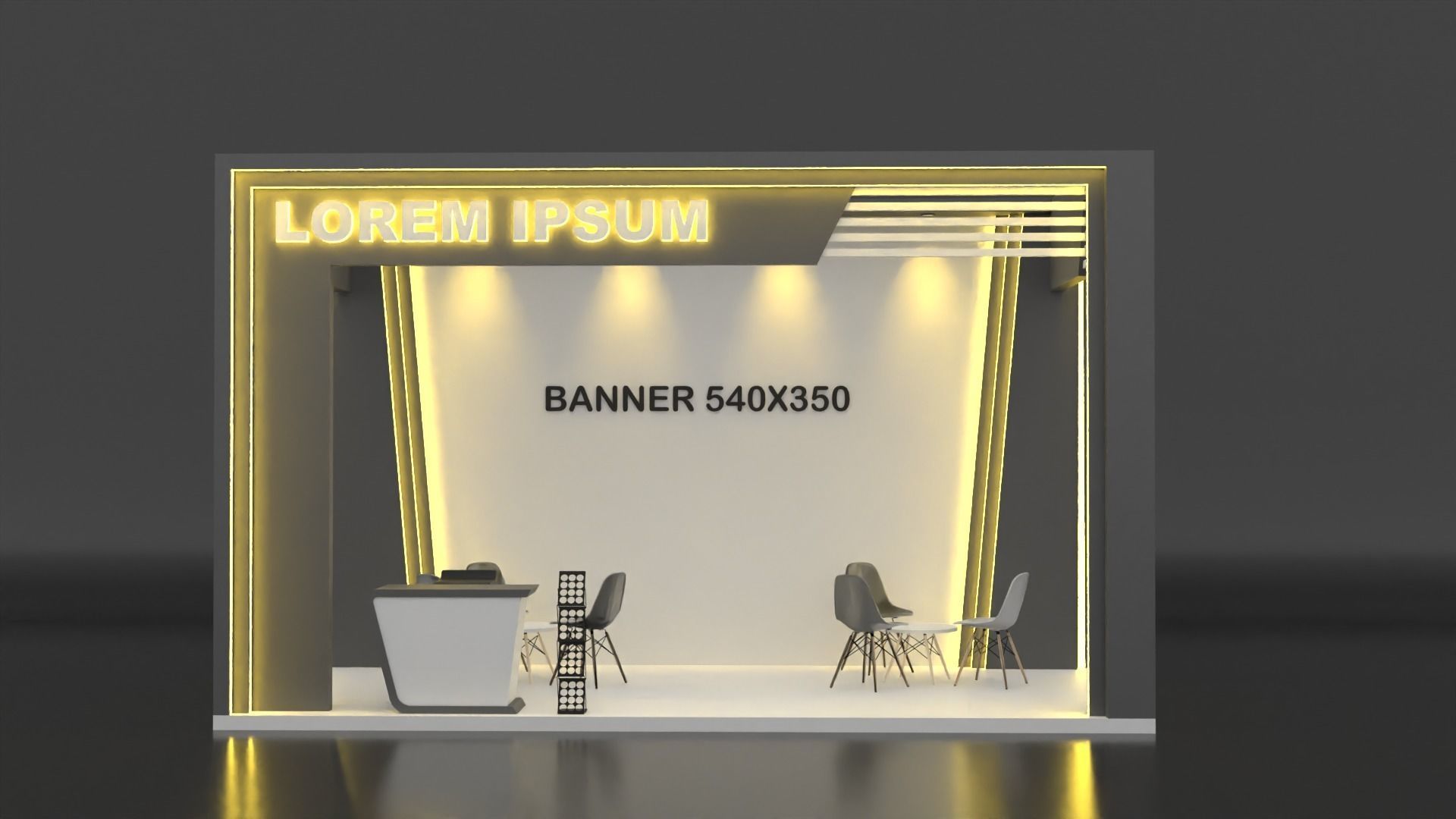 EXHIBITION STAND 001 3X6 3D model with technical drawing 3D model ...