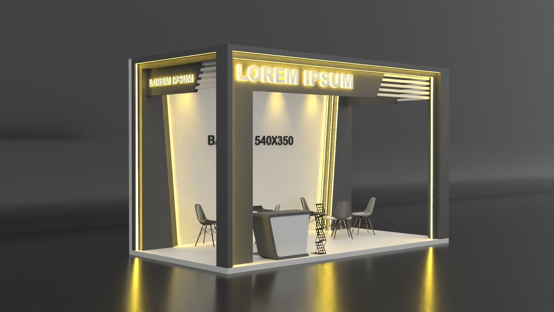 EXHIBITION STAND 001 3X6 3D model with technical drawing 3D model ...