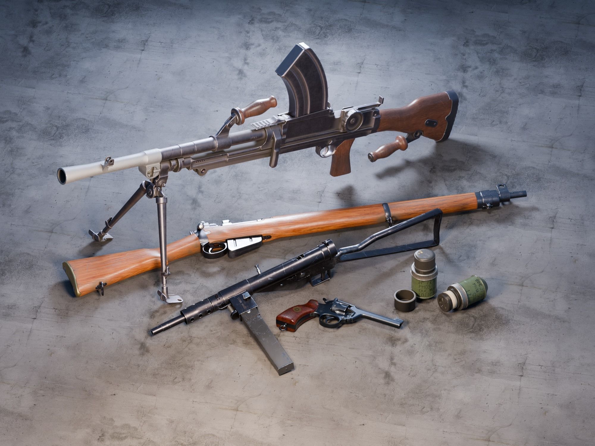 3D model British WWII Weapons Pack - Midpoly Game and VFX-Ready VR / AR ...
