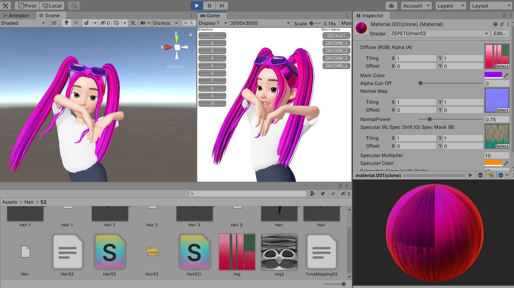Hair 3D Model Zepeto Unity Prefab H50 Low-poly 3D model 3D model | CGTrader