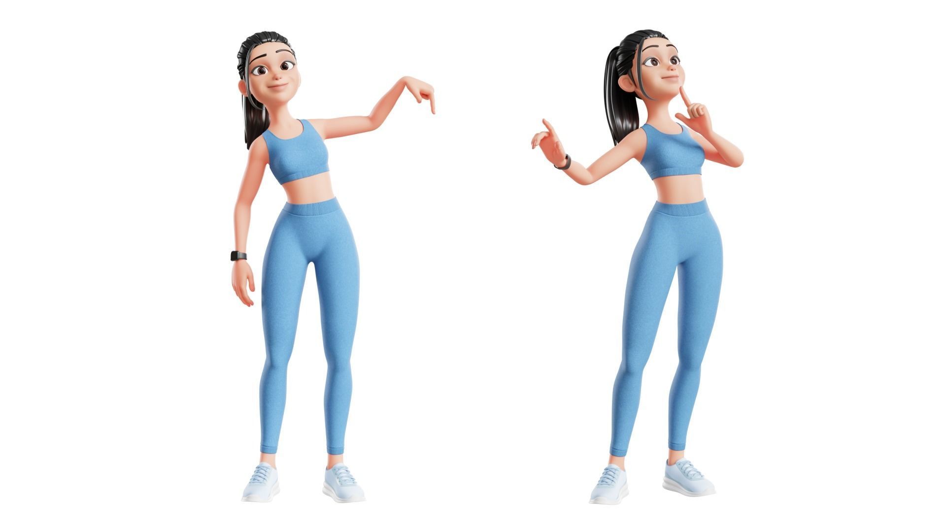 3D model Cartoon Sports Gym Fitness Girl Woman VR / AR / low-poly ...