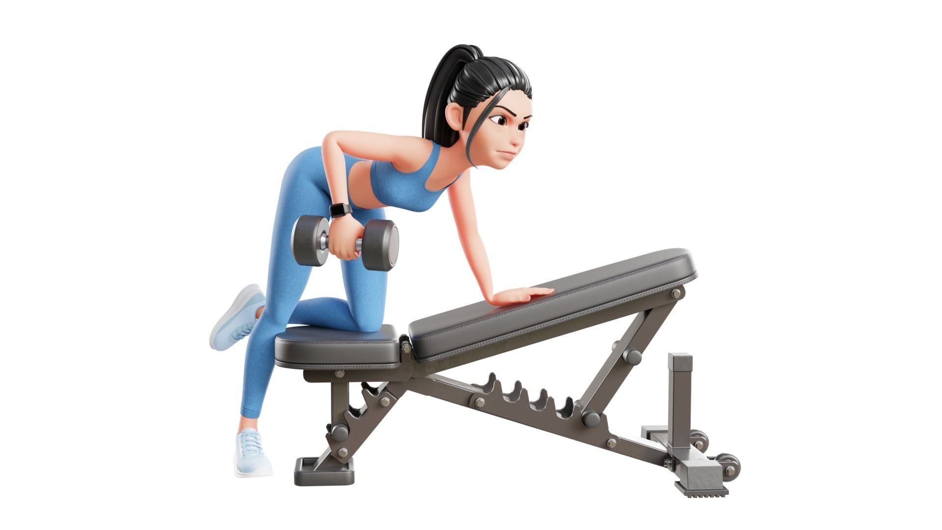 3D model Cartoon Sports Gym Fitness Girl Woman VR / AR / low-poly ...
