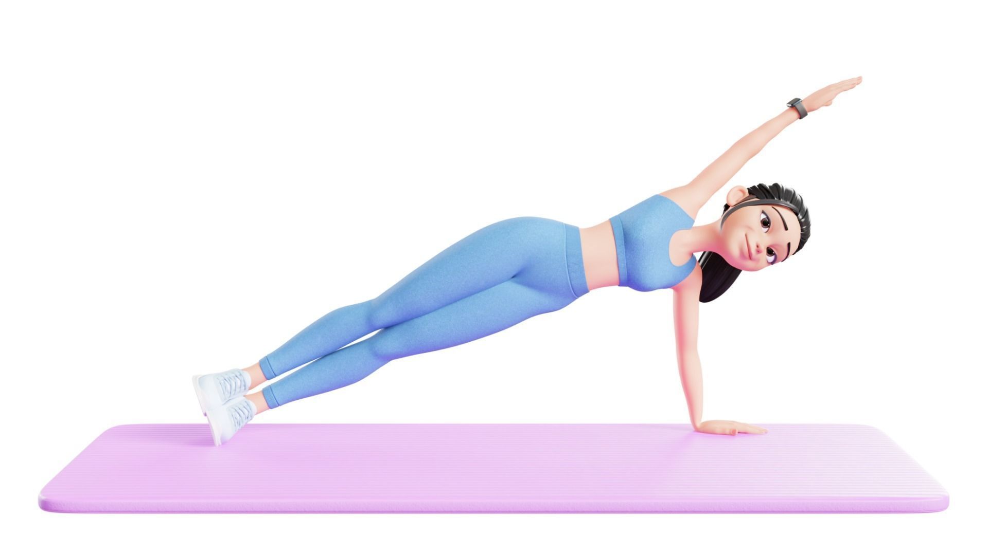 3D model Cartoon Sports Gym Fitness Girl Woman VR / AR / low-poly ...