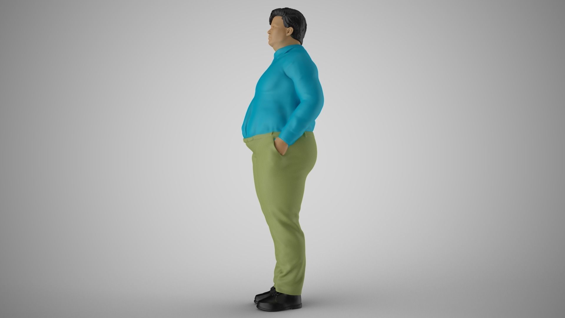 Fat man with his Hands in his Pocket 3D model 3D printable | CGTrader