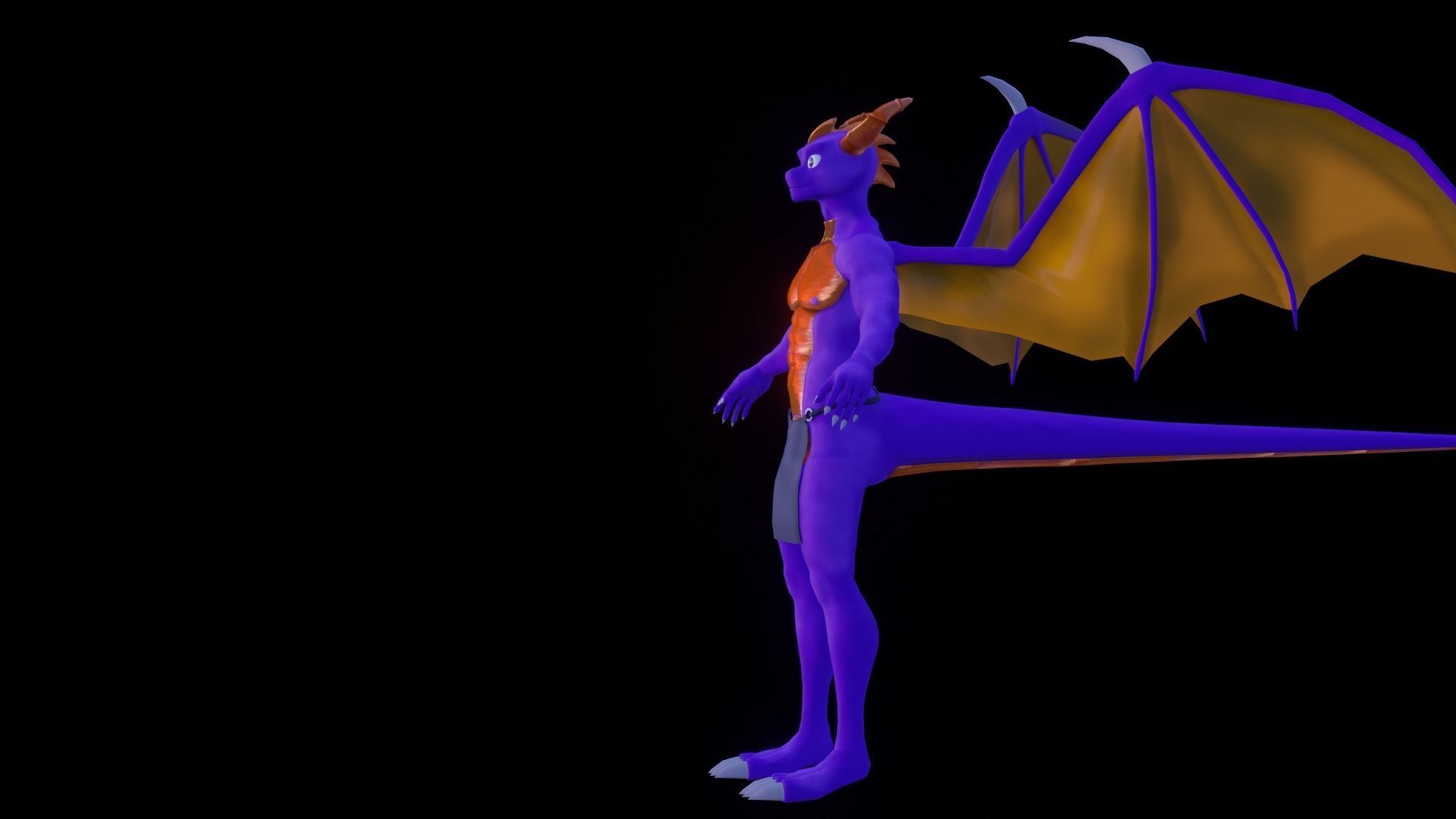 Anthro Spyro 3D model rigged | CGTrader