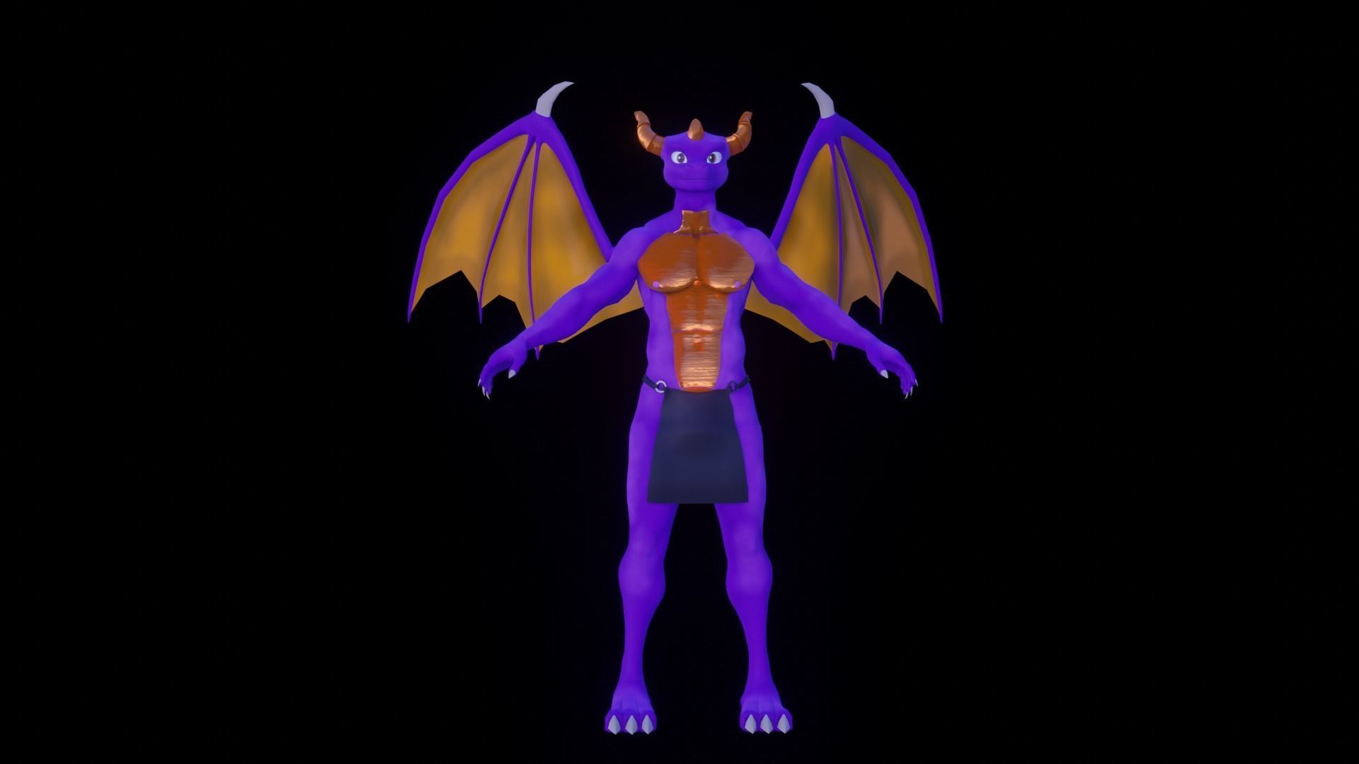 Anthro Spyro 3D model rigged | CGTrader