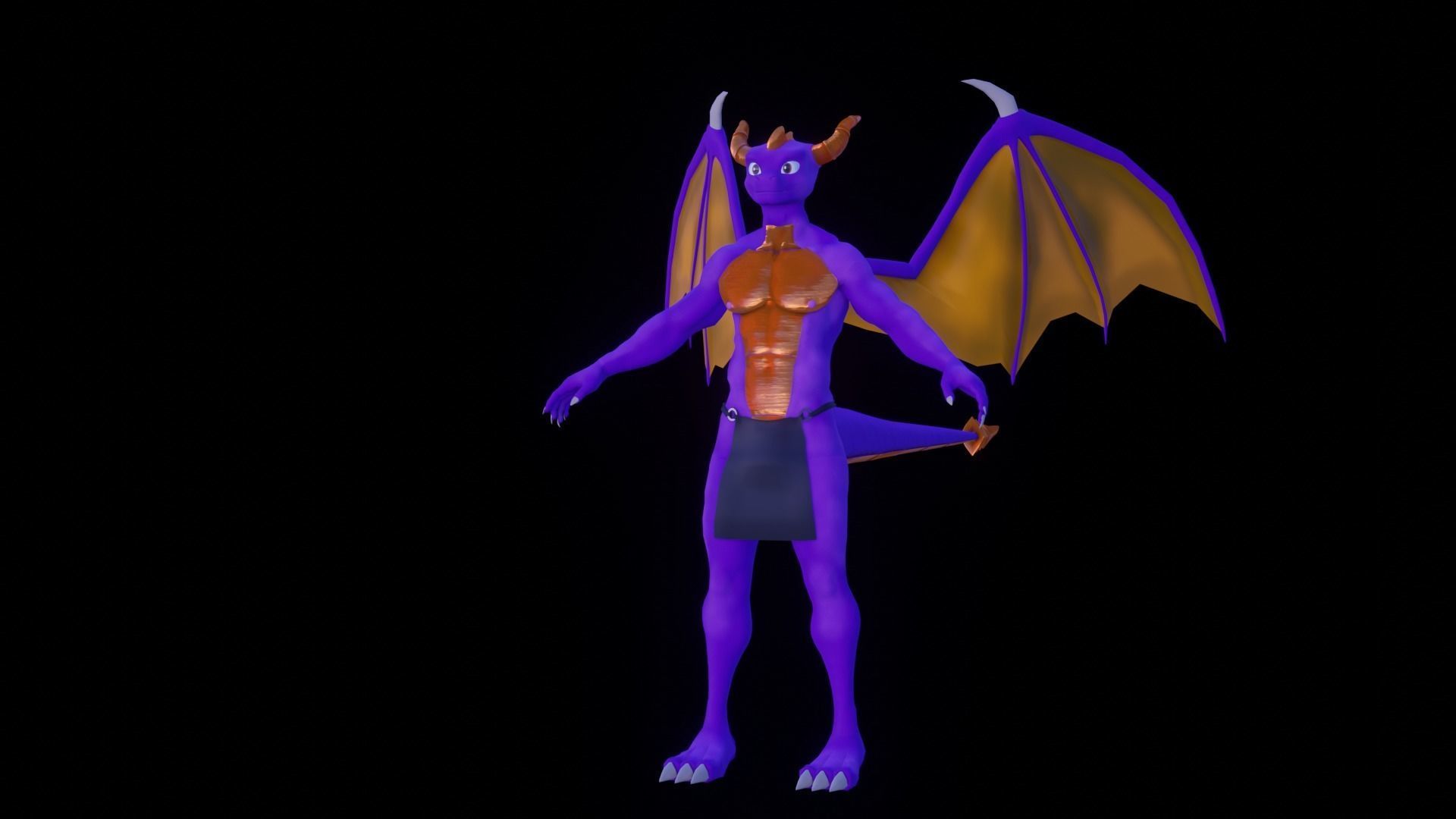 Anthro Spyro 3D model rigged | CGTrader