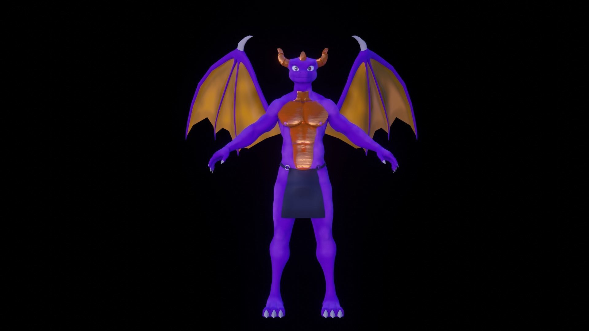 Anthro Spyro 3D model rigged | CGTrader