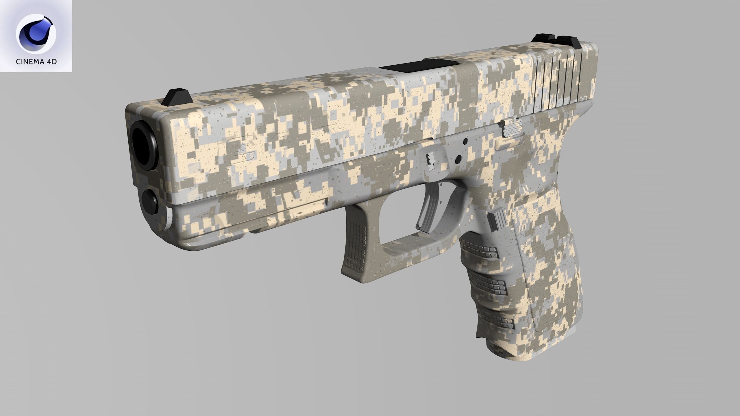 3D model Glock 17 Camouflage Grey VR / AR / low-poly | CGTrader