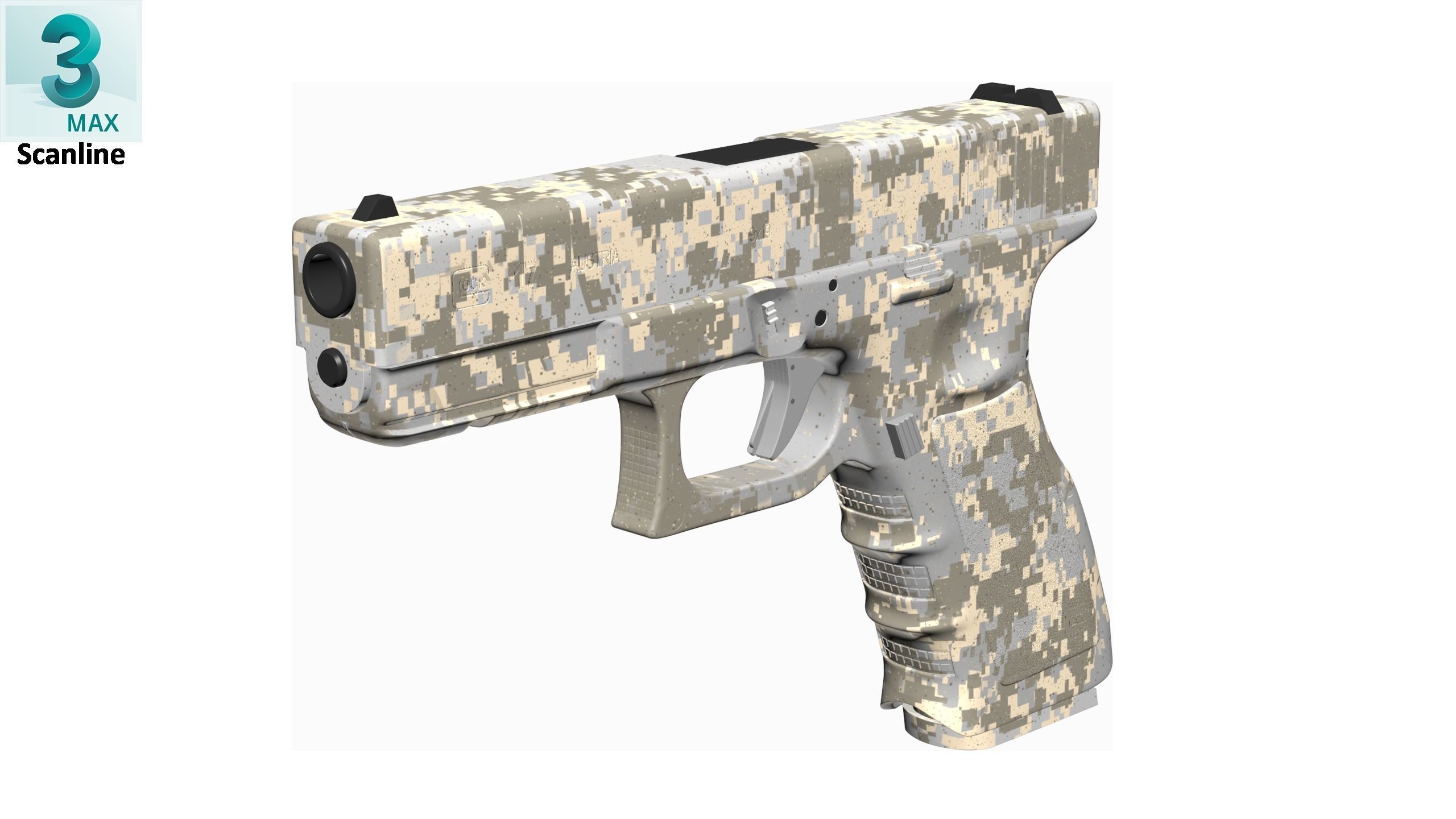 3D model Glock 17 Camouflage Grey VR / AR / low-poly | CGTrader