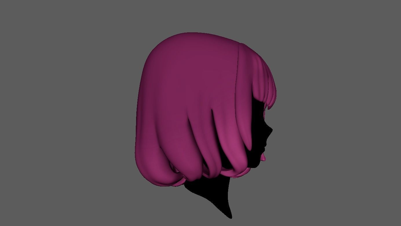 3D model lowpoly hair for girl - woman v3 Low-poly 3D model VR / AR ...