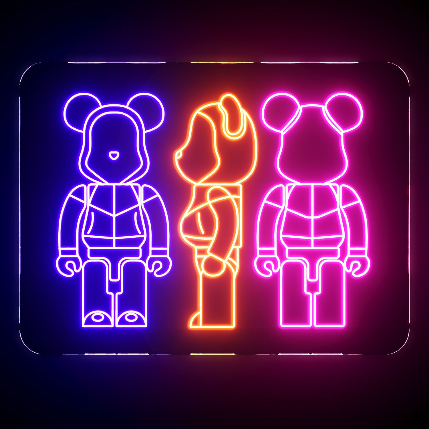 Kaws Bearbricks Neon Signs 3D model | CGTrader
