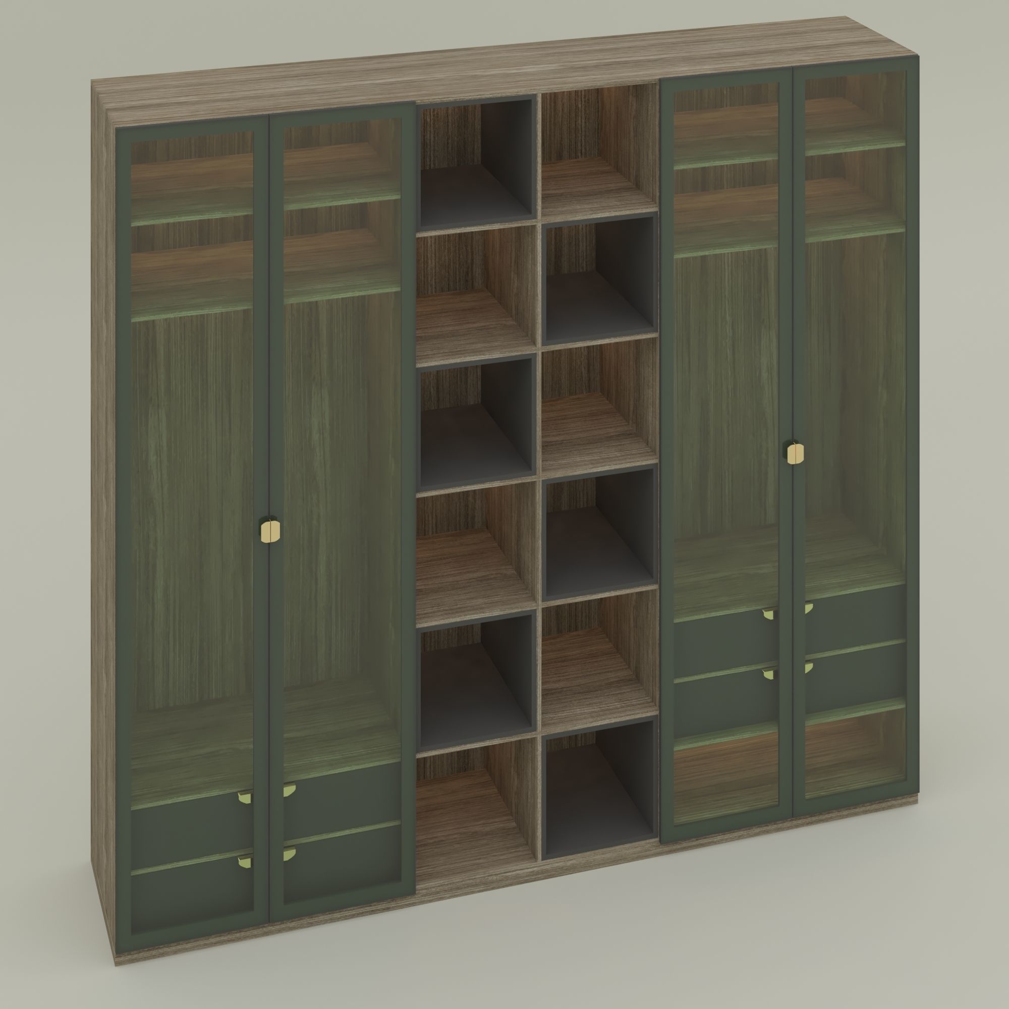 3D model Modern Wardrobe with Glass Doors 3D Model VR / AR / low-poly ...