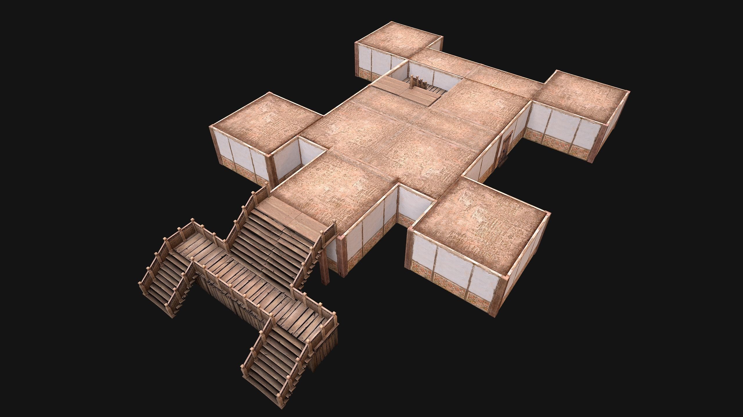 3D model Medieval City Building Barracks Fortress VR / AR / low-poly ...