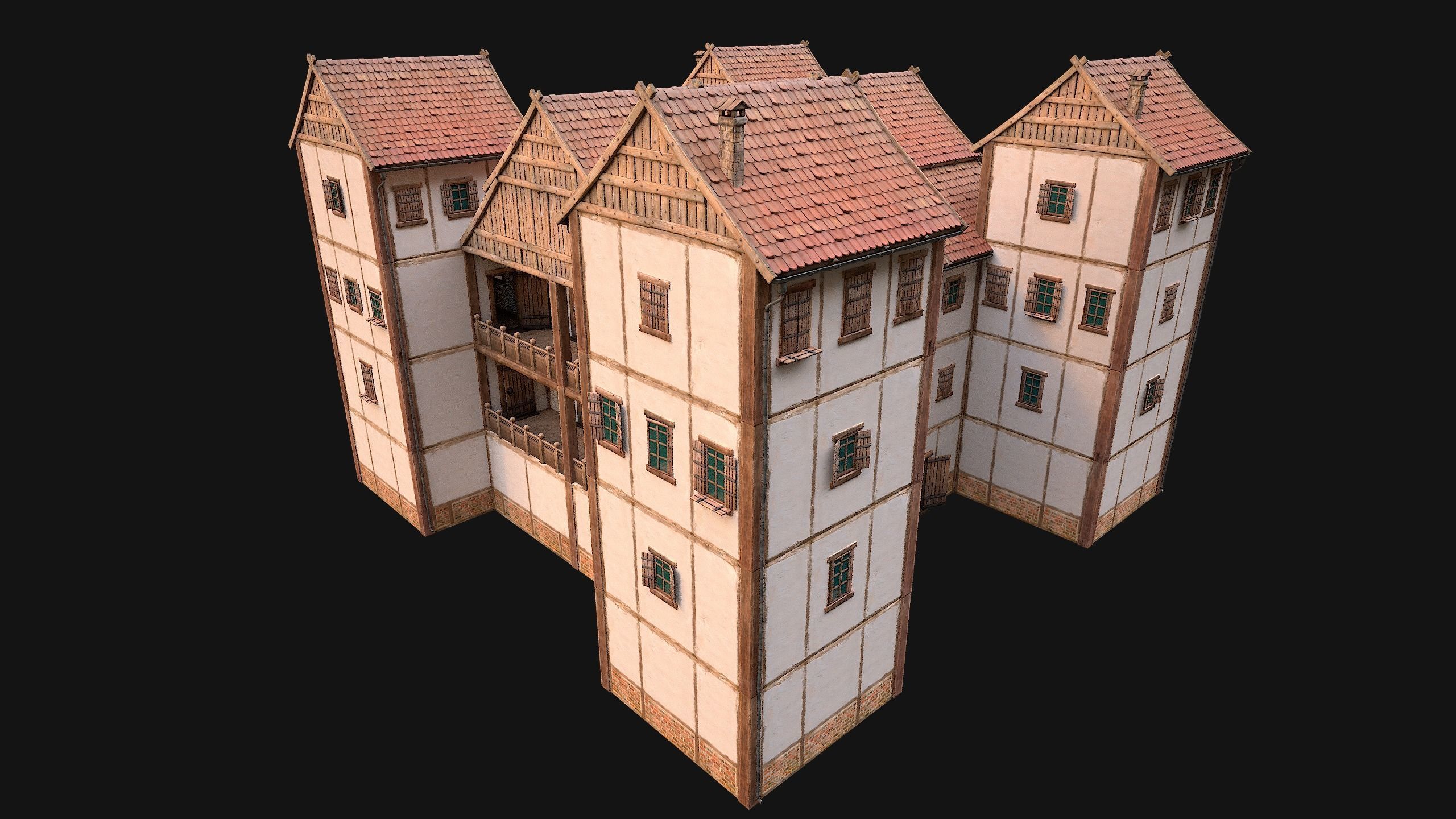 3D model Medieval City Building Barracks Fortress VR / AR / low-poly ...