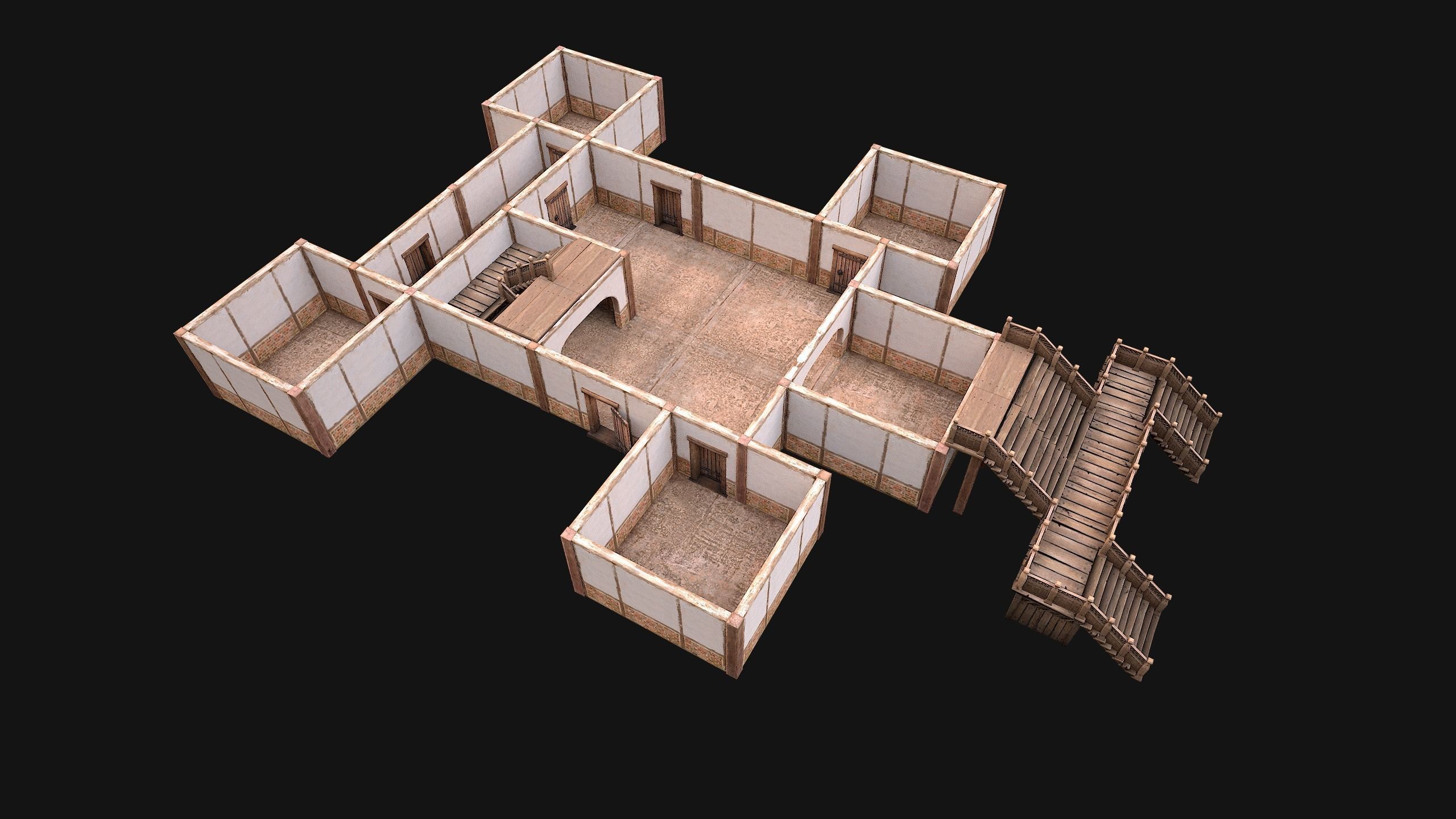 3D model Medieval City Building Barracks Fortress VR / AR / low-poly ...