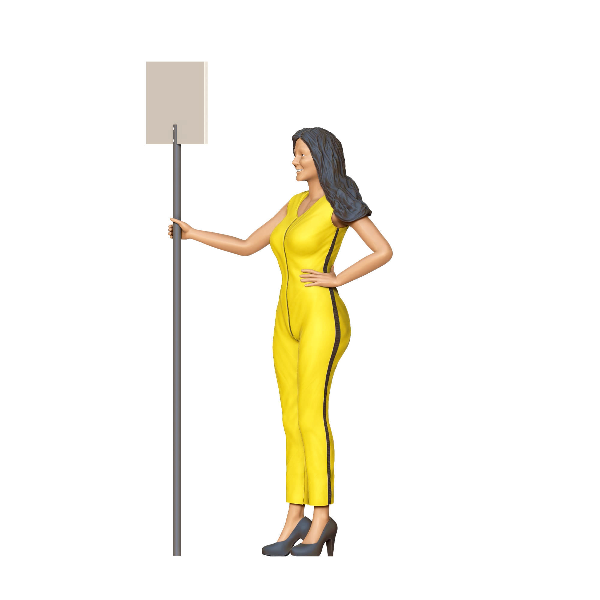 N1 Pit Girl with Placard 3D model 3D printable | CGTrader