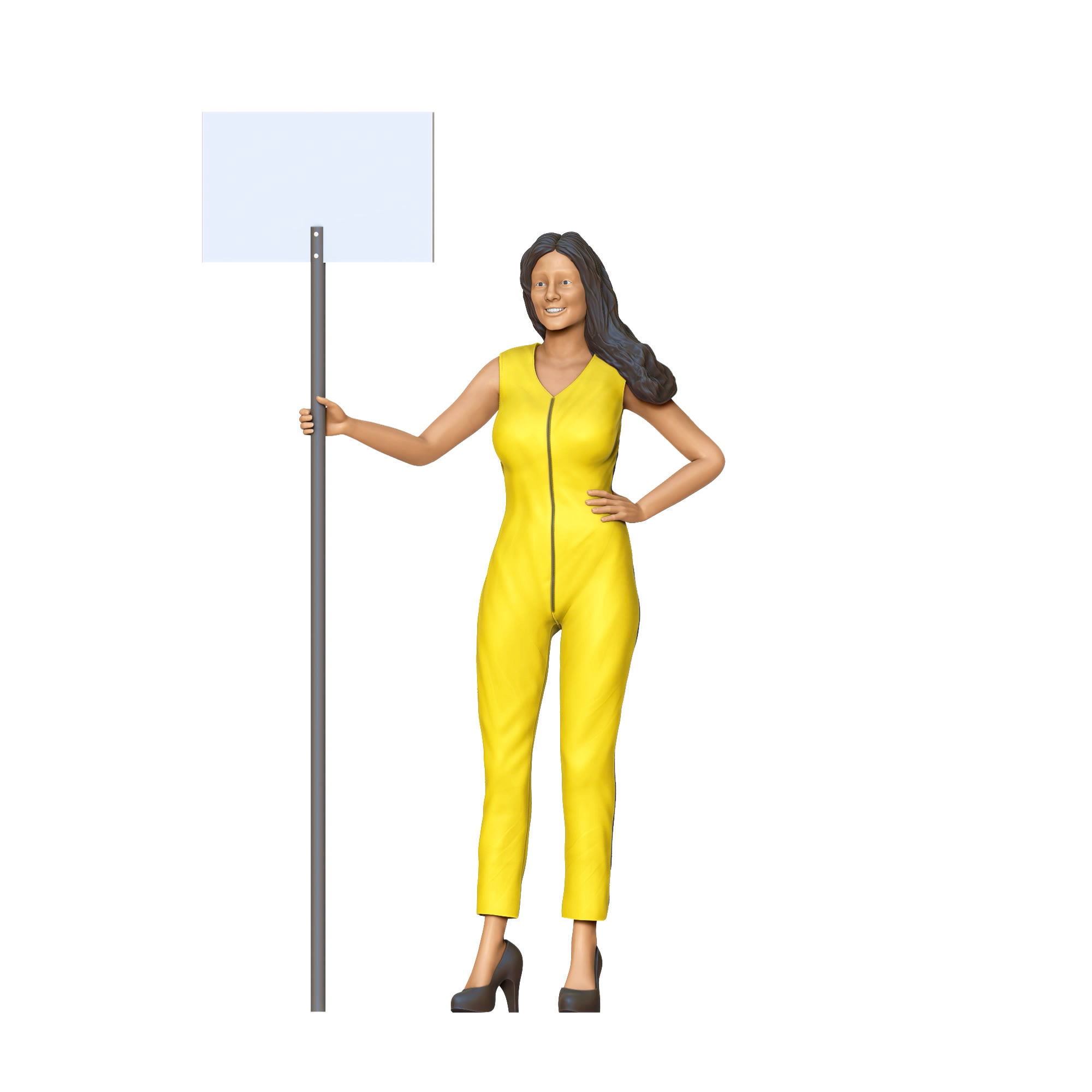 N1 Pit Girl with Placard 3D model 3D printable | CGTrader