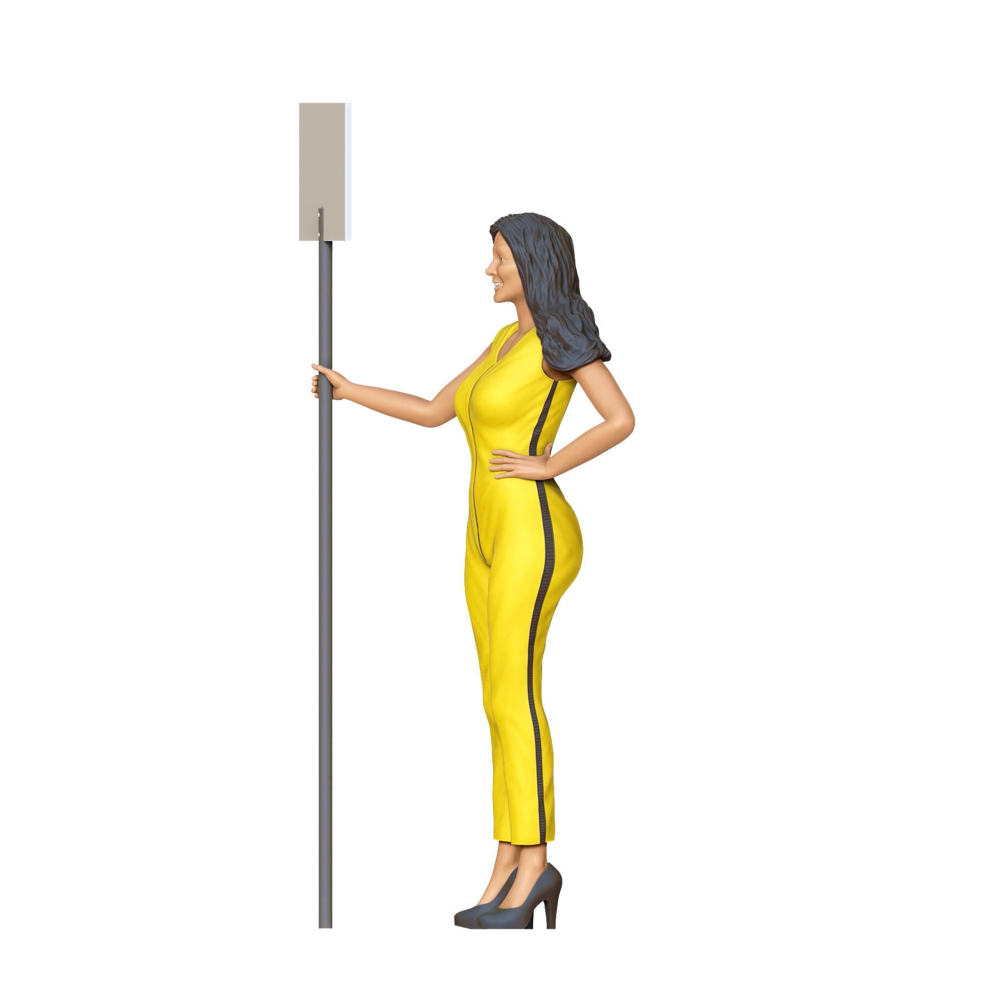 N1 Pit Girl with Placard 3D model 3D printable | CGTrader