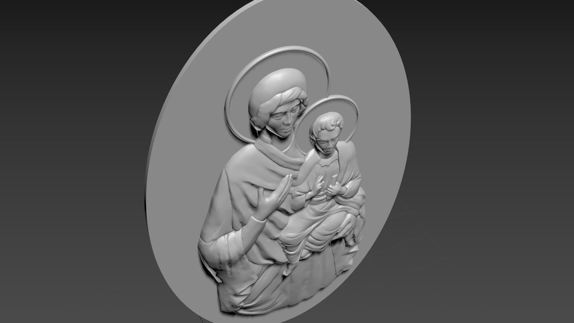 Virgin Mary with Jesus Bas Relief 3D model | CGTrader