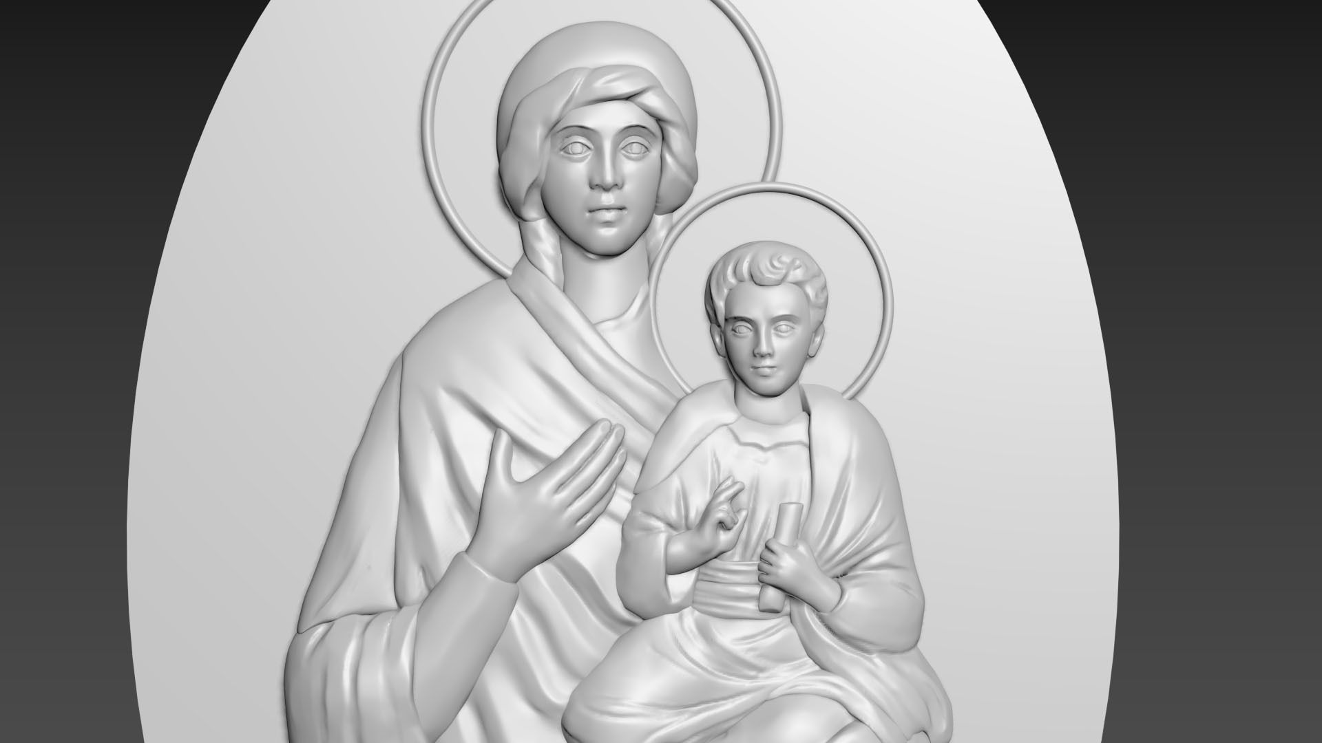 Virgin Mary with Jesus Bas Relief 3D model | CGTrader