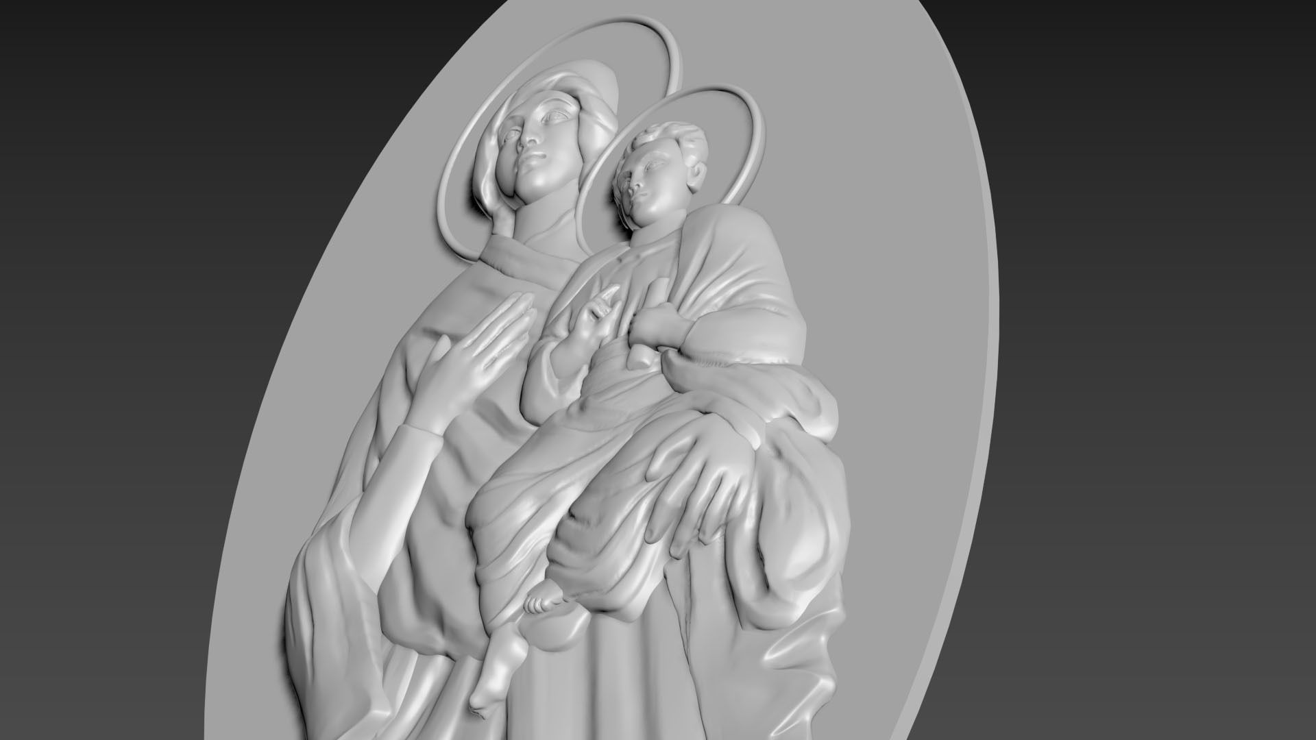 Virgin Mary with Jesus Bas Relief 3D model | CGTrader