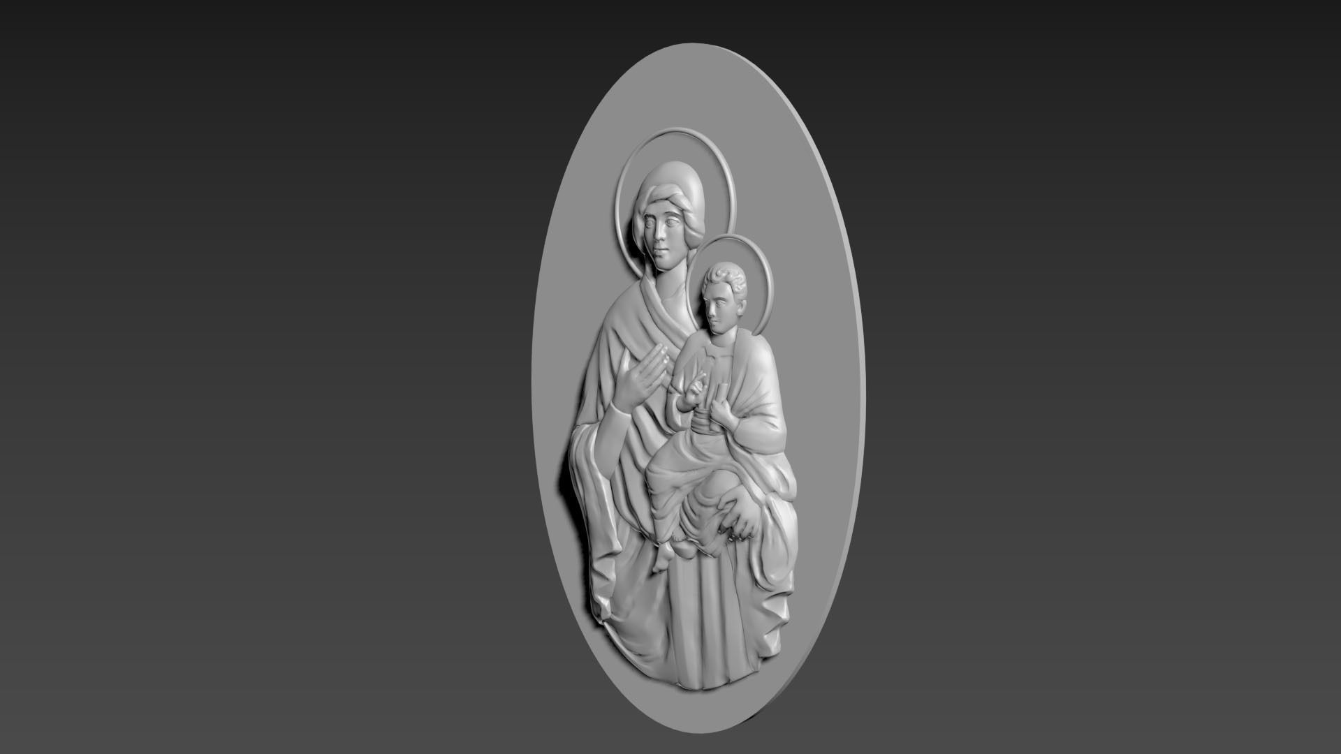 Virgin Mary with Jesus Bas Relief 3D model | CGTrader