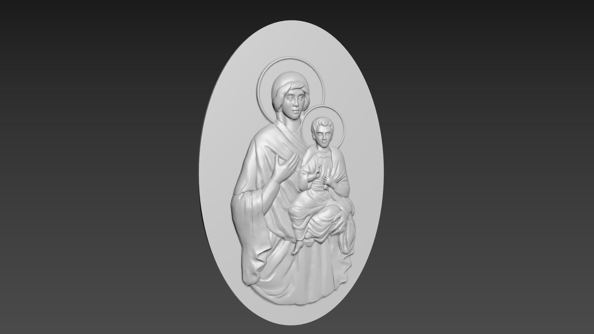 Virgin Mary with Jesus Bas Relief 3D model | CGTrader