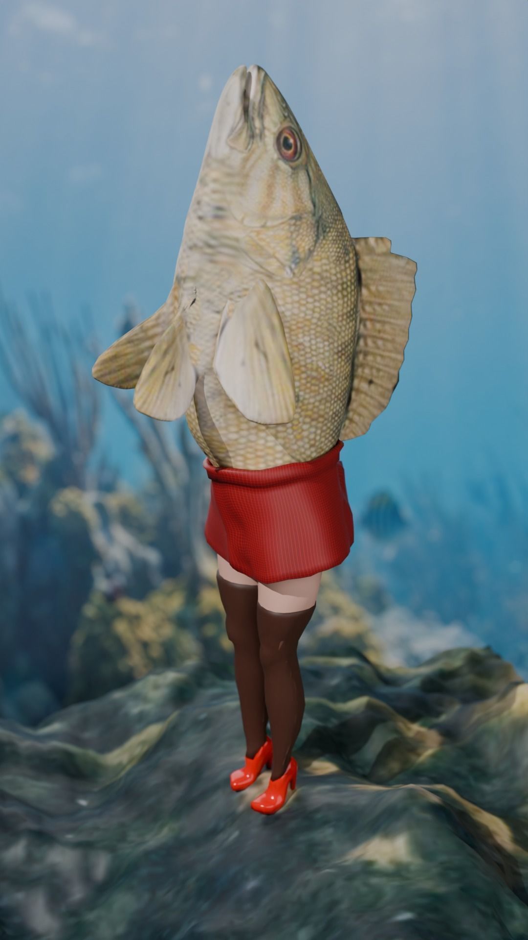 3D model Fish lady reverse mermaid VR / AR / low-poly | CGTrader