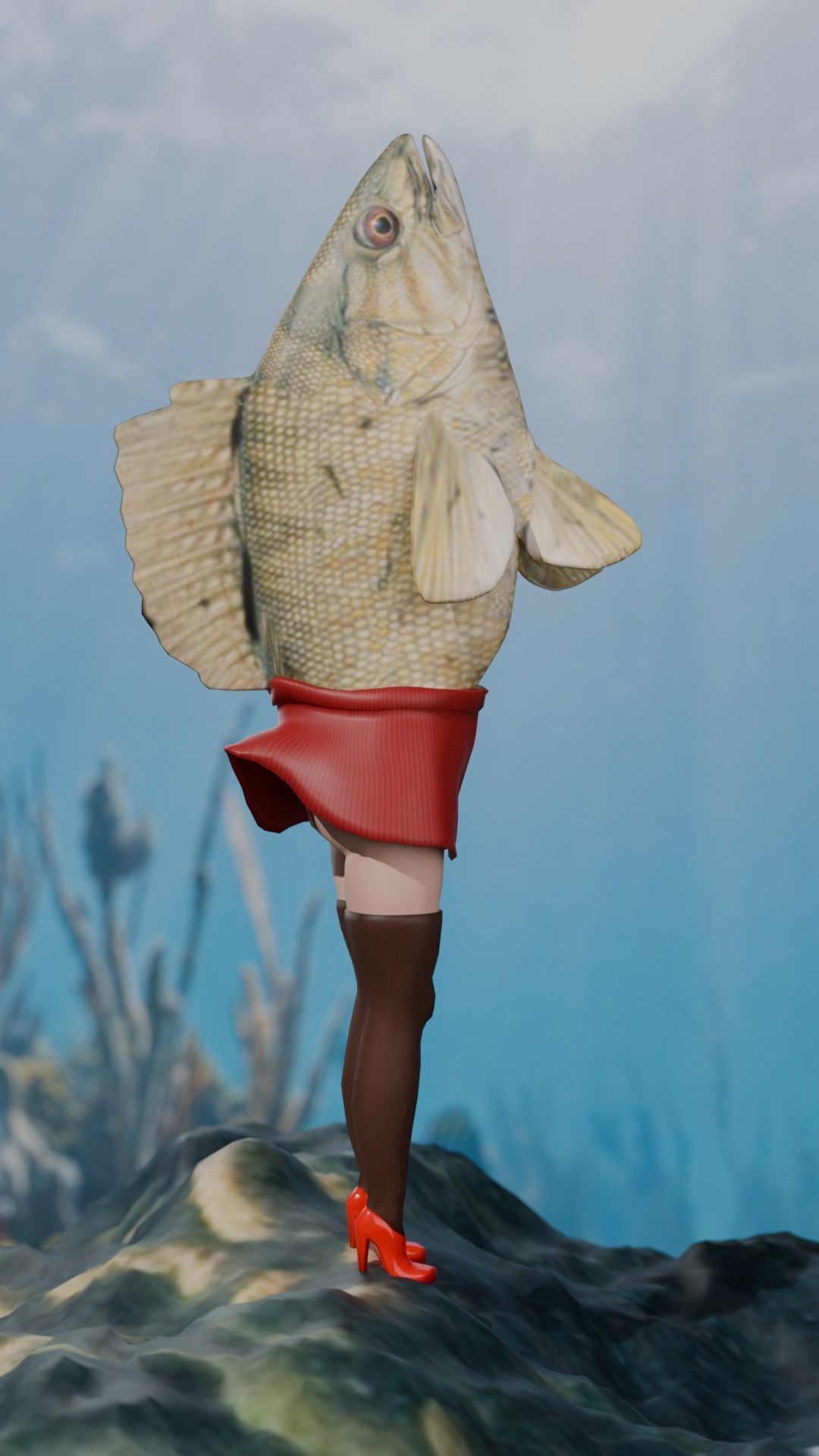 3D model Fish lady reverse mermaid VR / AR / low-poly | CGTrader