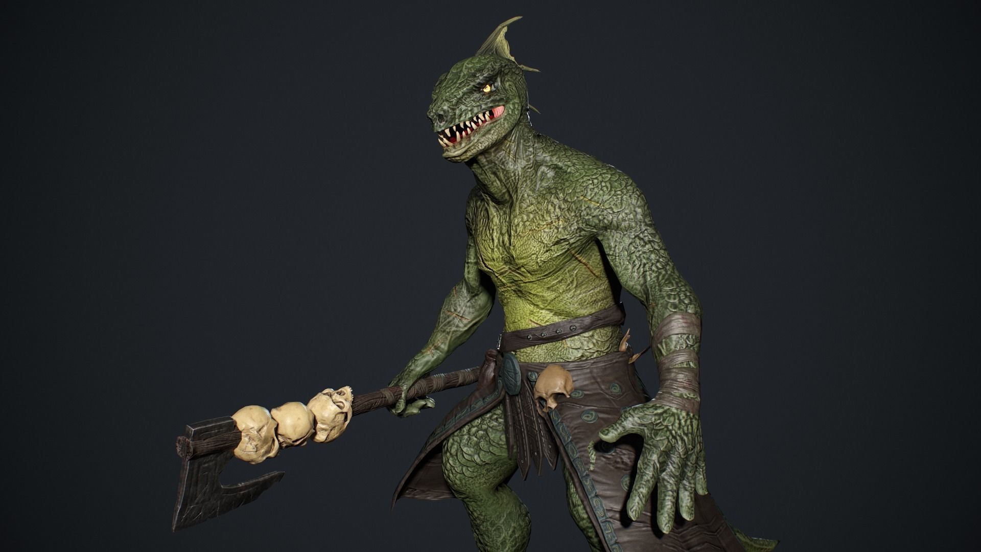 3D model Lizardman Barbarian VR / AR / low-poly | CGTrader