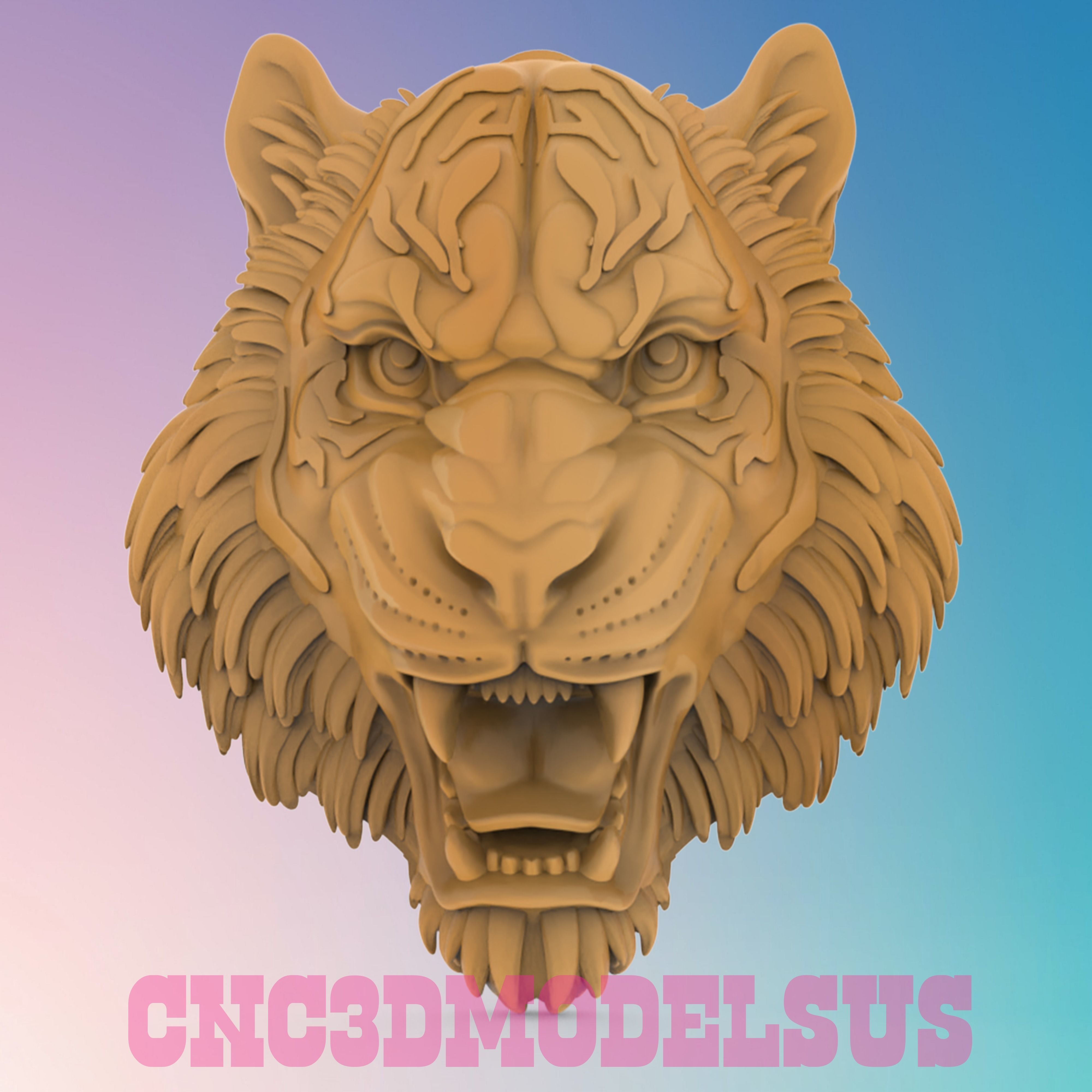 Tiger Head 3D MODEL STL FILE FOR CNC ROUTER LASER 3D model 3D printable ...